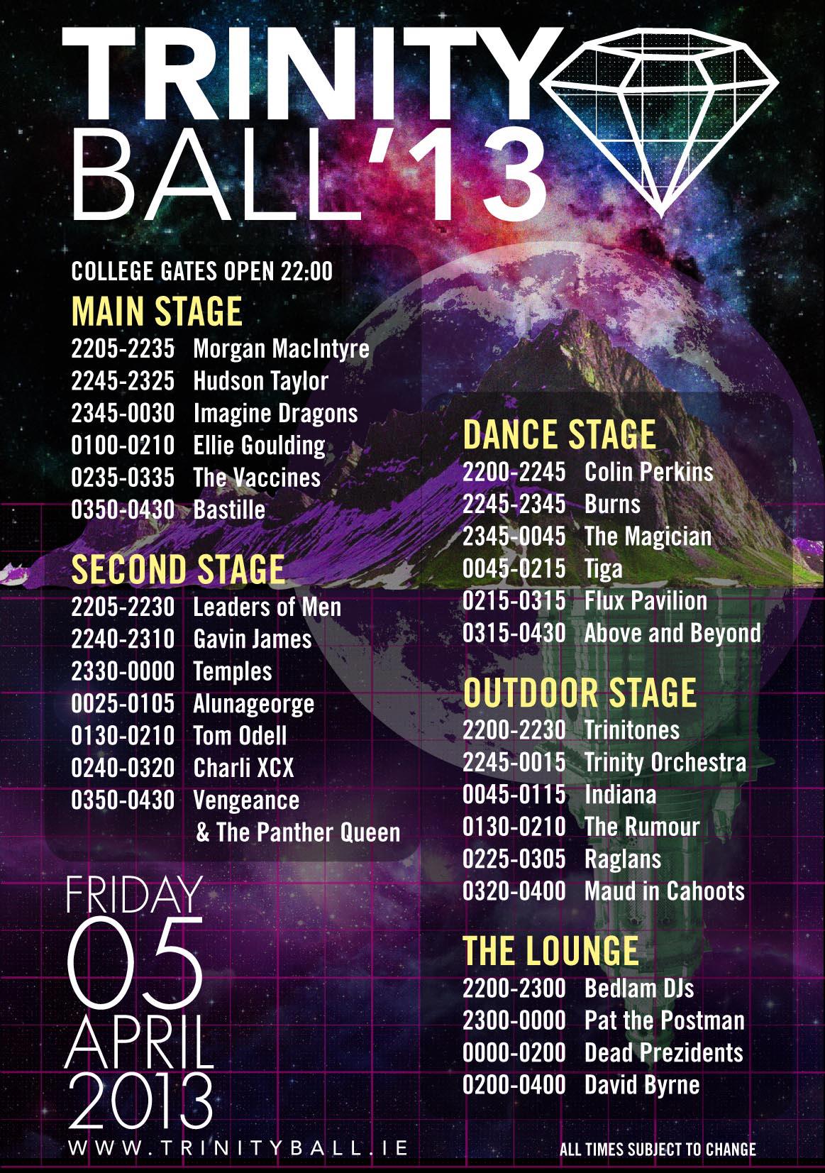 Trinity Ball 2013 stage times | News
